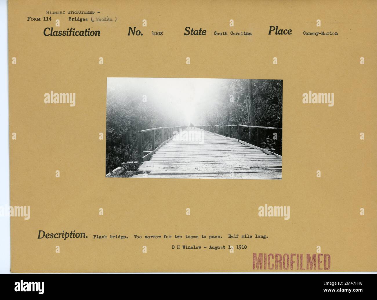 Plank bridge. Original caption: Too narrow for two teams to pass. Half ...