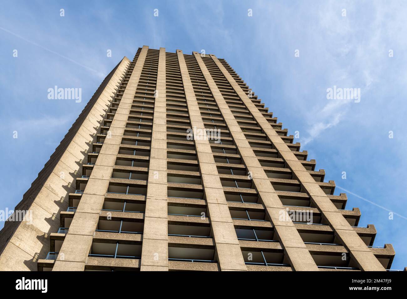 Shakespeare Tower, one of the three 42 storey tower blocks which make ...