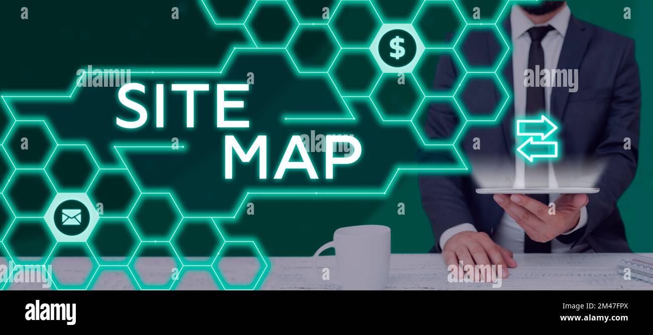 Handwriting text Site Map. Business idea designed to help both users ...