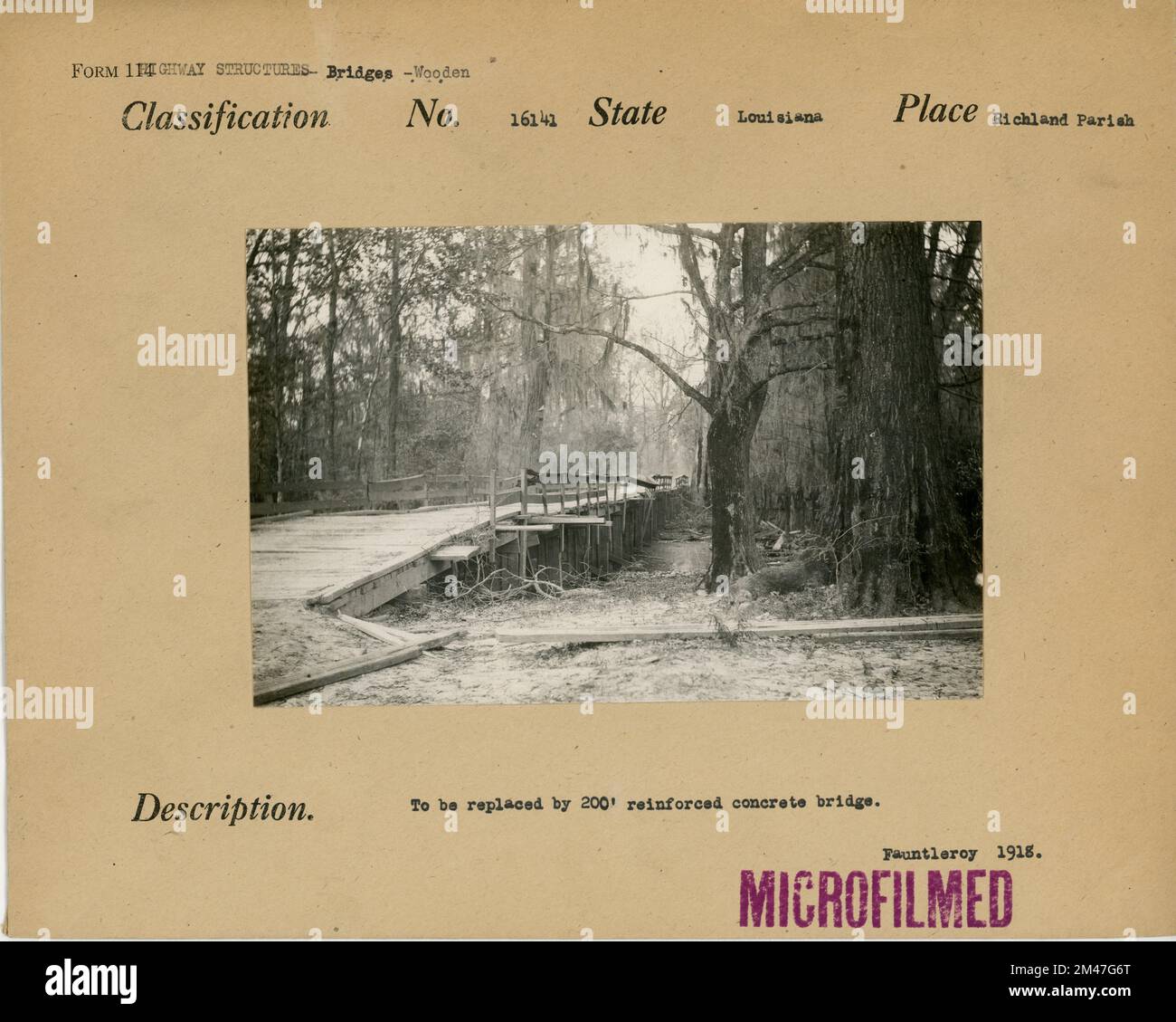 To be replaced by 200-foot reinforced concrete bridge. Original caption ...