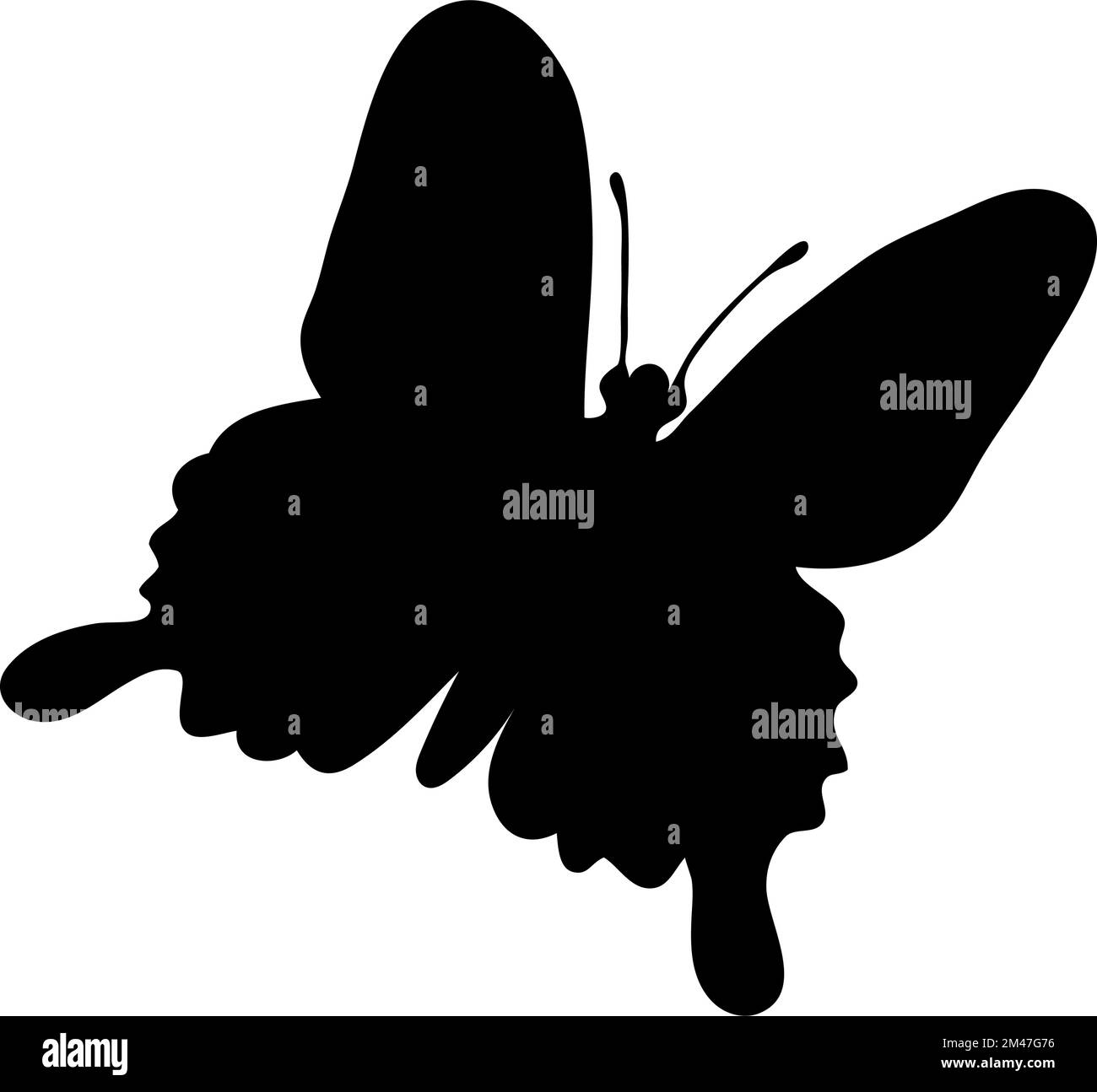 Silhouette of butterfly. Butterfly close-up detailed. Vector butterfly ...