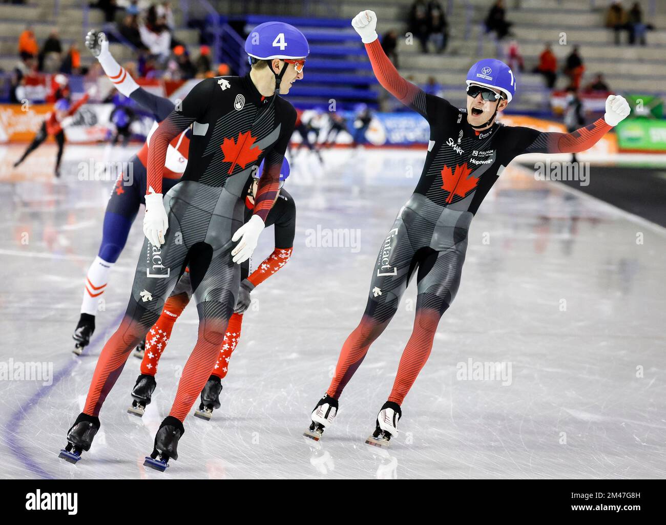 Canada's Connor Howe, left, and Hayden Mayeur celebrate their second ...