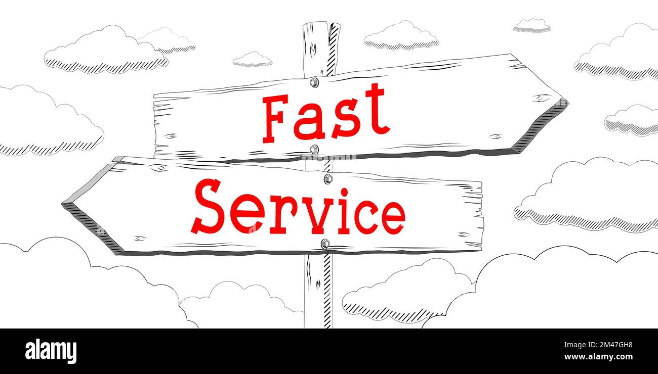 Fast service - outline signpost with two arrows Stock Photo - Alamy