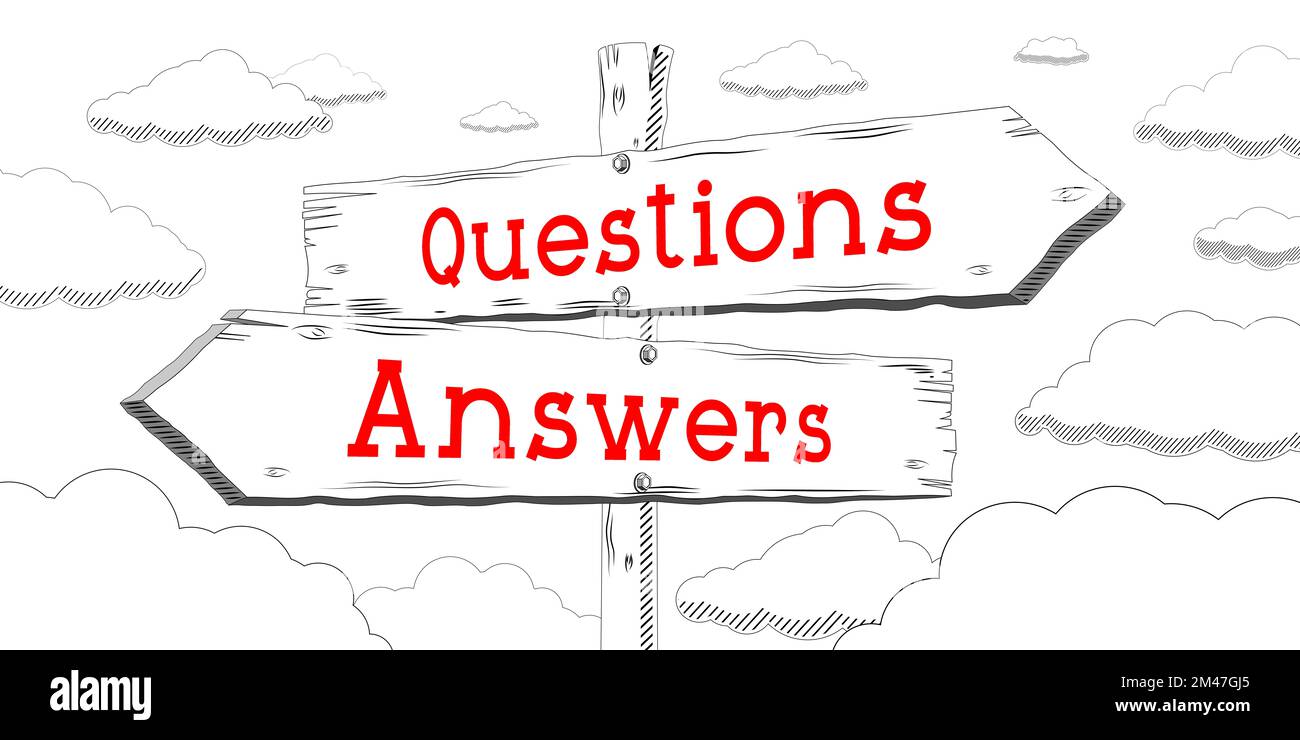 Questions and answers - outline signpost with two arrows Stock Photo ...