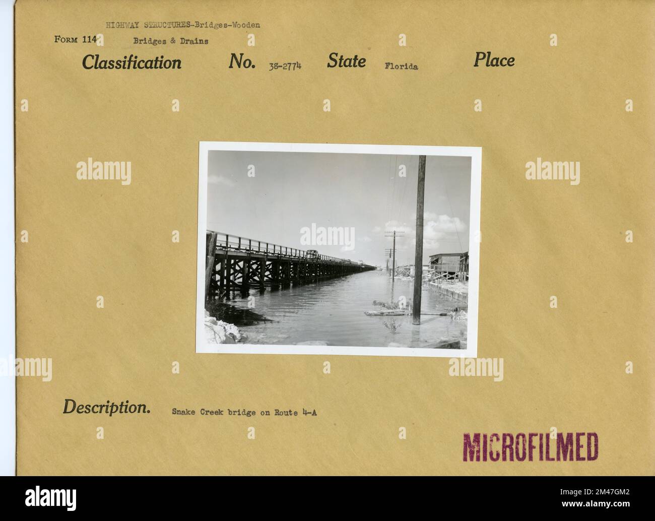 Snake Creek bridge on Route 4-A. Original caption: Snake Creek bridge ...