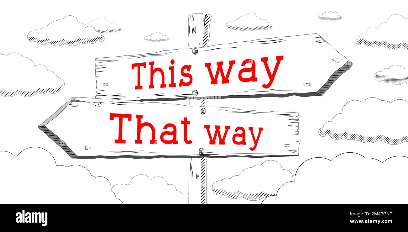 This way, that way - outline signpost with two arrows Stock Photo - Alamy