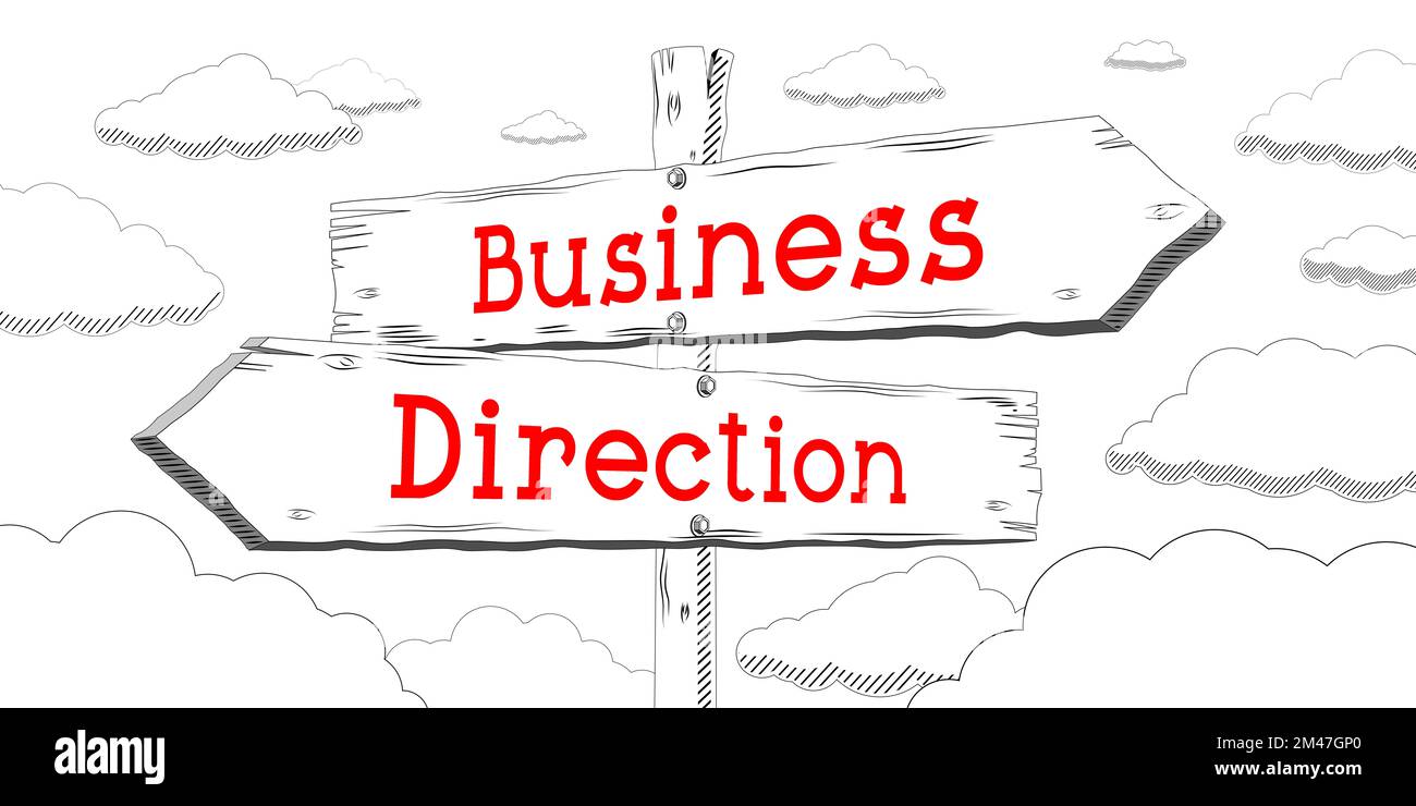 Business direction - outline signpost with two arrows Stock Photo - Alamy