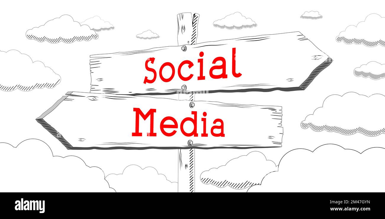 Social media - outline signpost with two arrows Stock Photo - Alamy