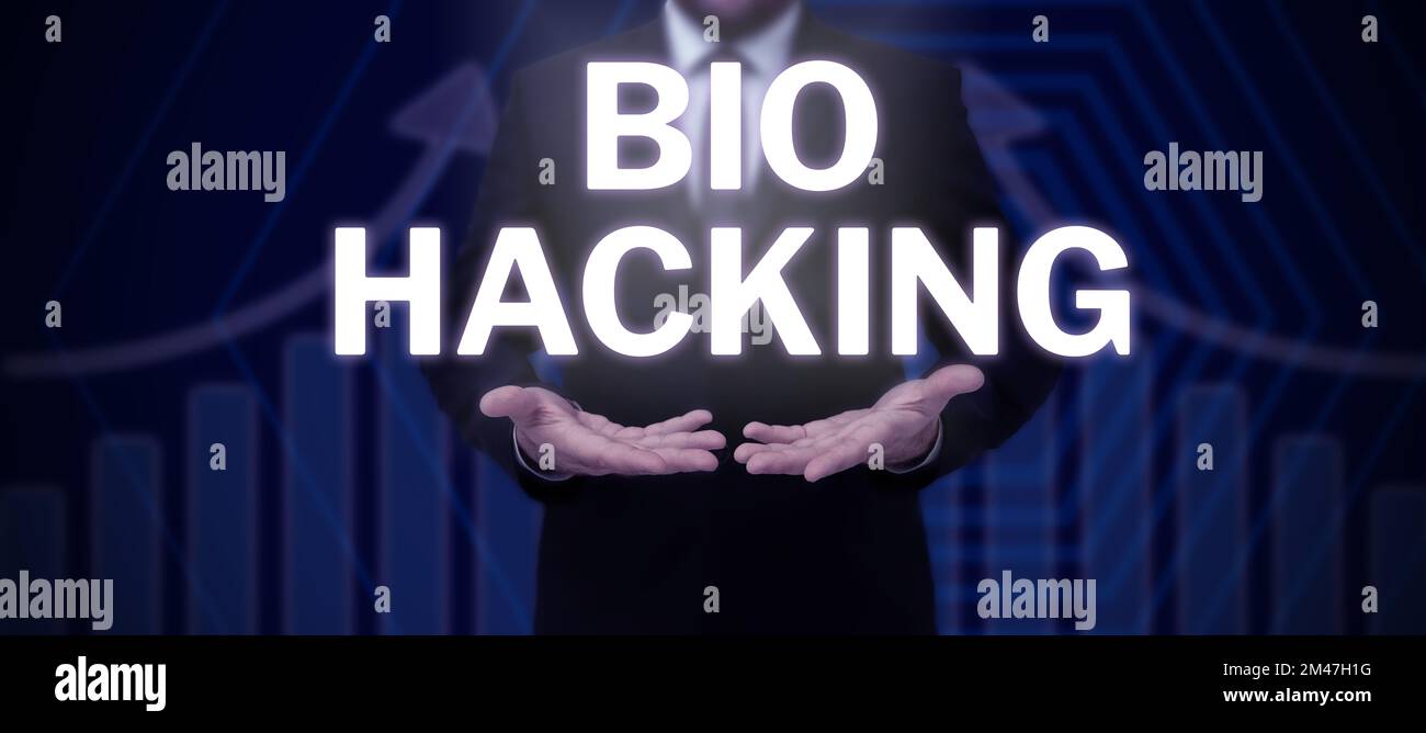 Conceptual caption Bio Hacking. Concept meaning exploiting genetic ...