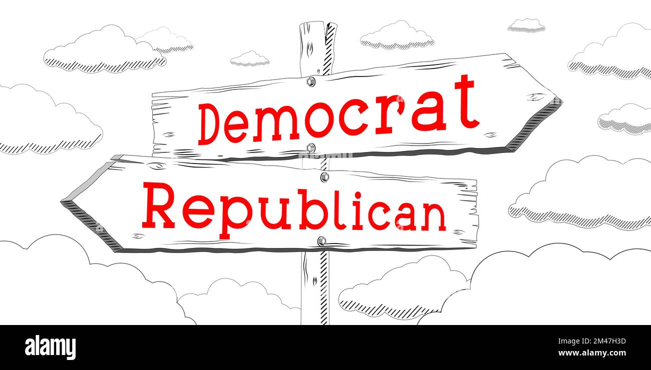 Democrat or republican - outline signpost with two arrows Stock Photo ...