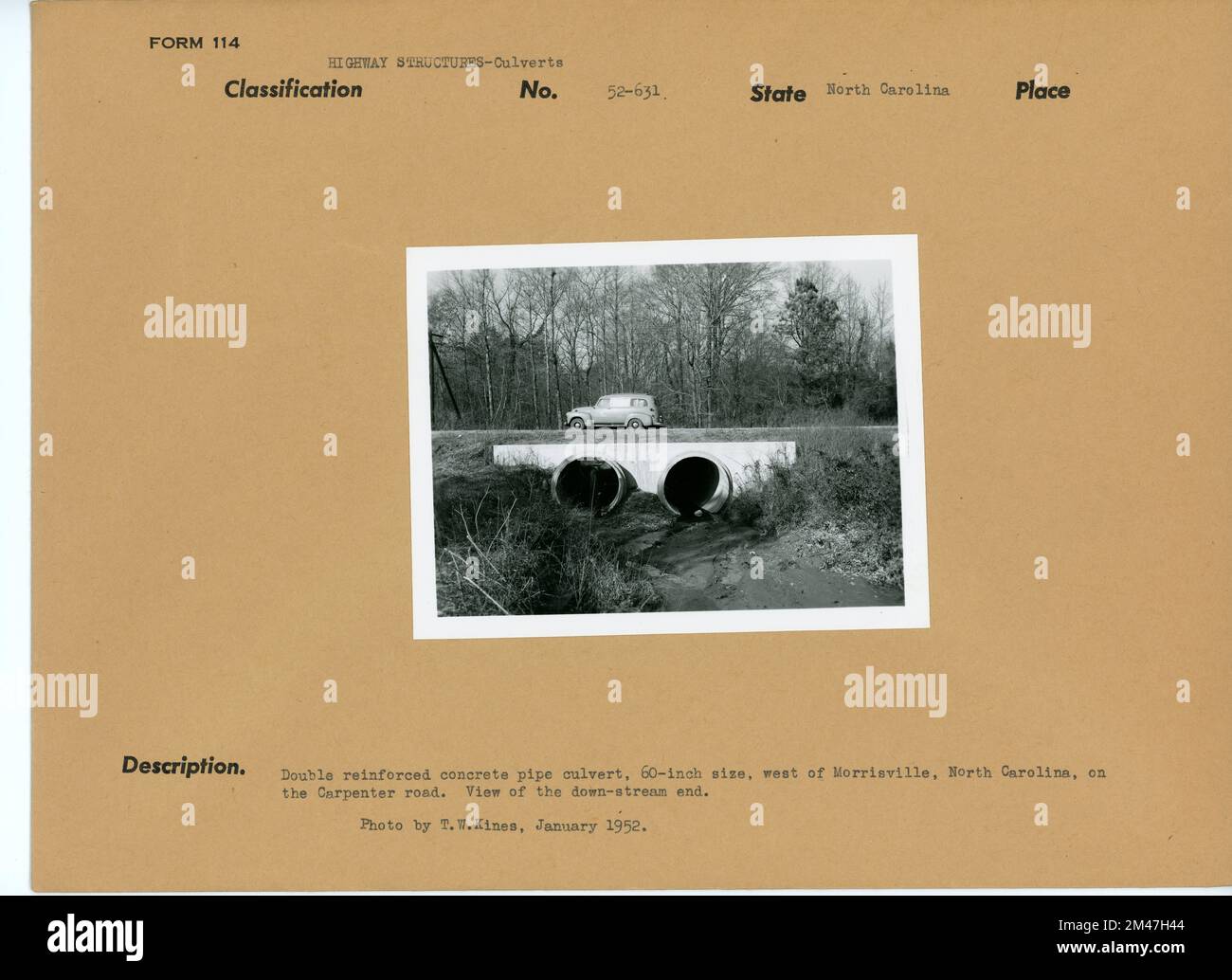 Double reinforced concrete pipe culvert, 60-inch size, west of ...