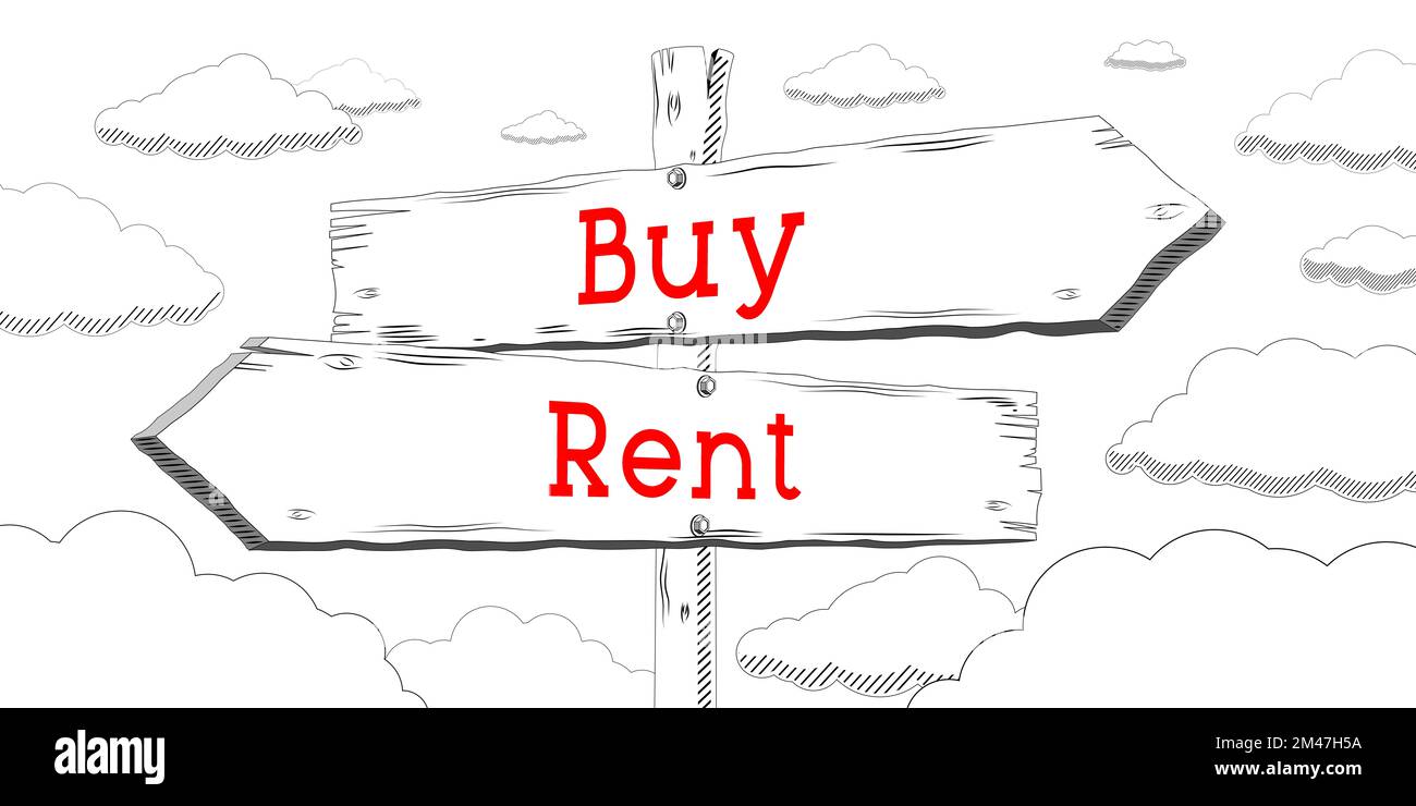 Buy or rent - outline signpost with two arrows Stock Photo - Alamy