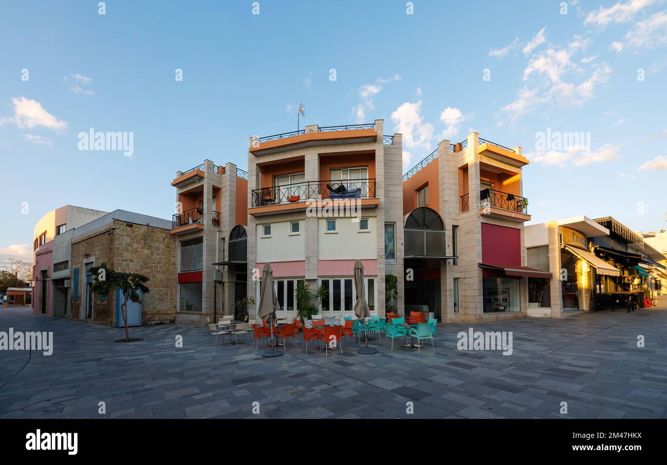 PAPHOS, CYPRUS - NOVEMBER 23: Shops are still closed after the tourism ...