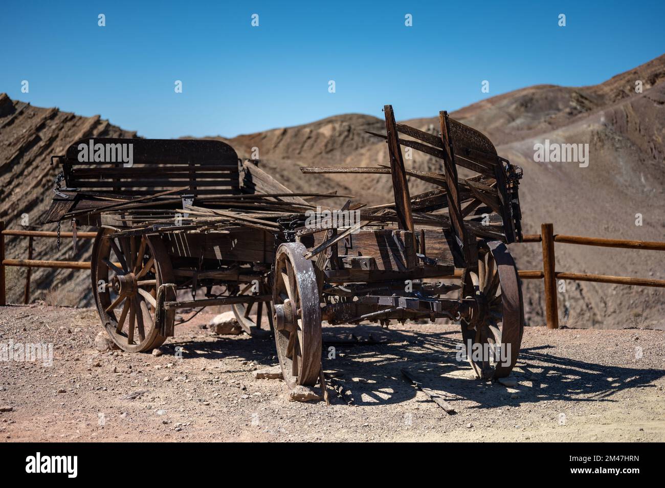 remains of an old wooden cart in a town in the far west. Is abandoned ...