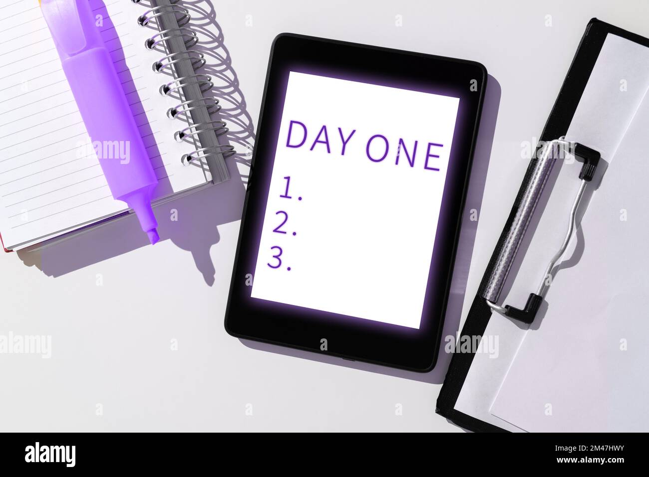 Inspiration showing sign Day One. Business showcase Start moment First ...