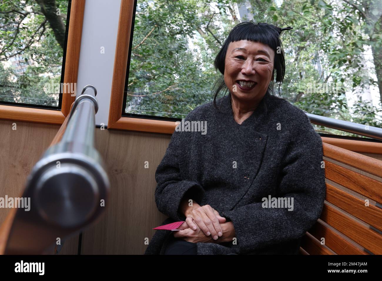 Artist Lindy Lee poses for a picture at Peak Tram Central Terminus in ...