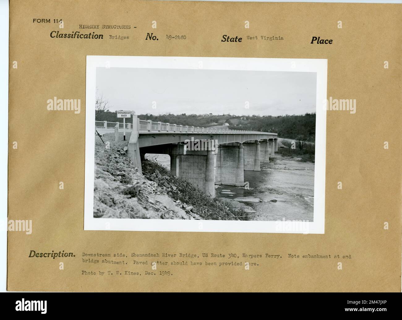 Shenandoah River Bridge on U.S. Route 340. Original caption: Downstream ...