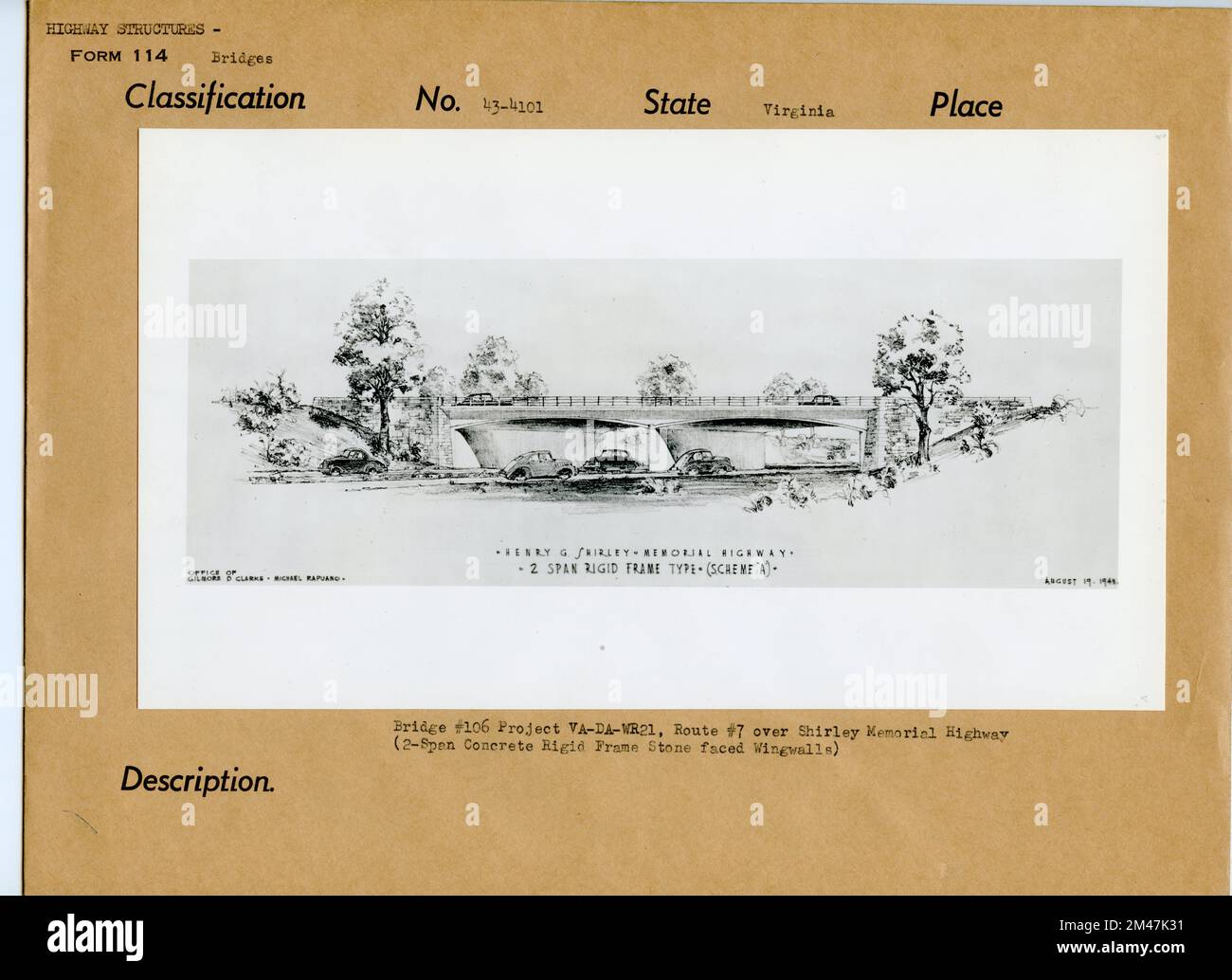 Bridge #106 over Shirley Memorial Highway. Original caption: Bridge ...