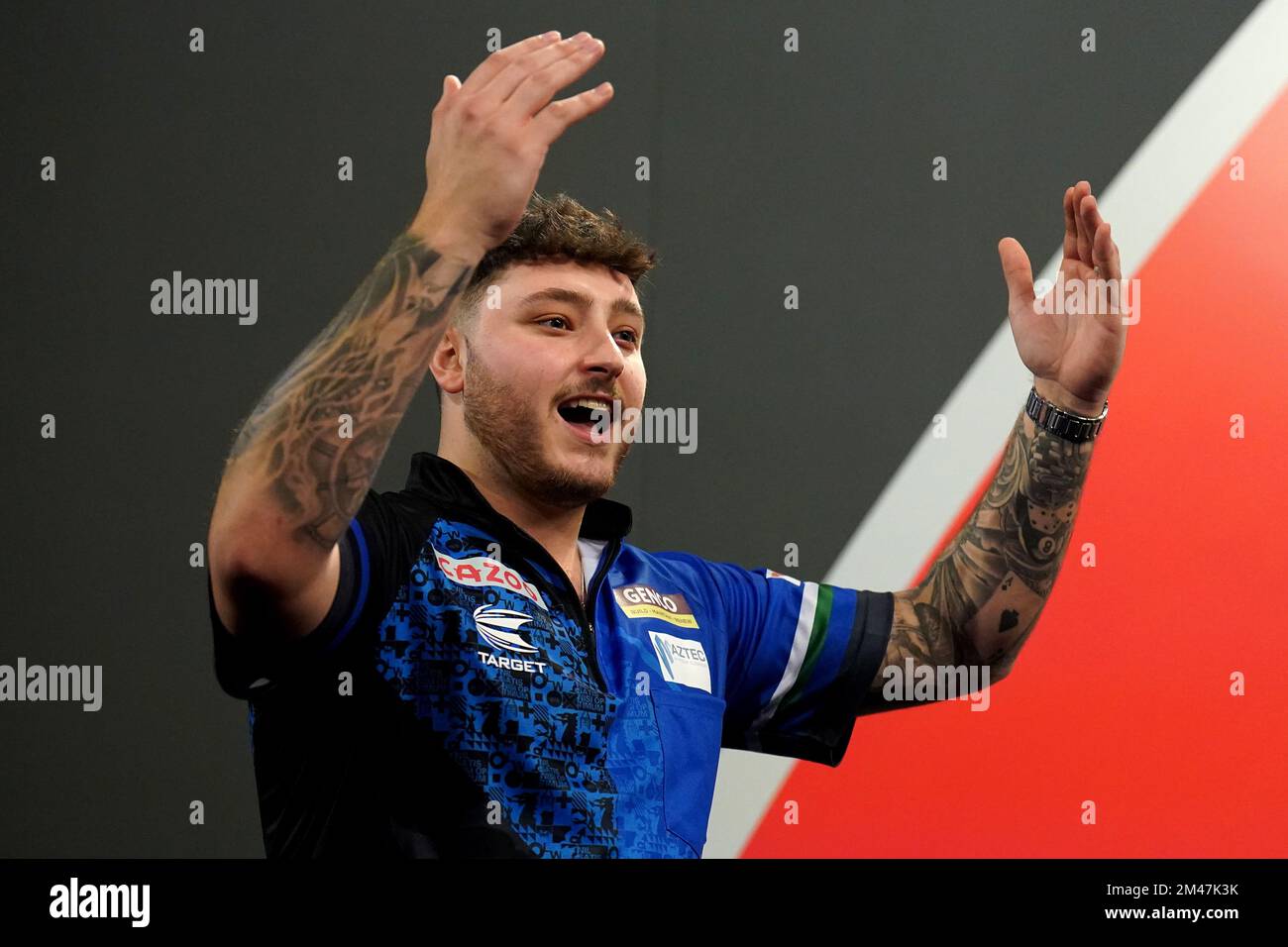 Wales' Lewy Williams walks out before playing Netherlands' Niels ...