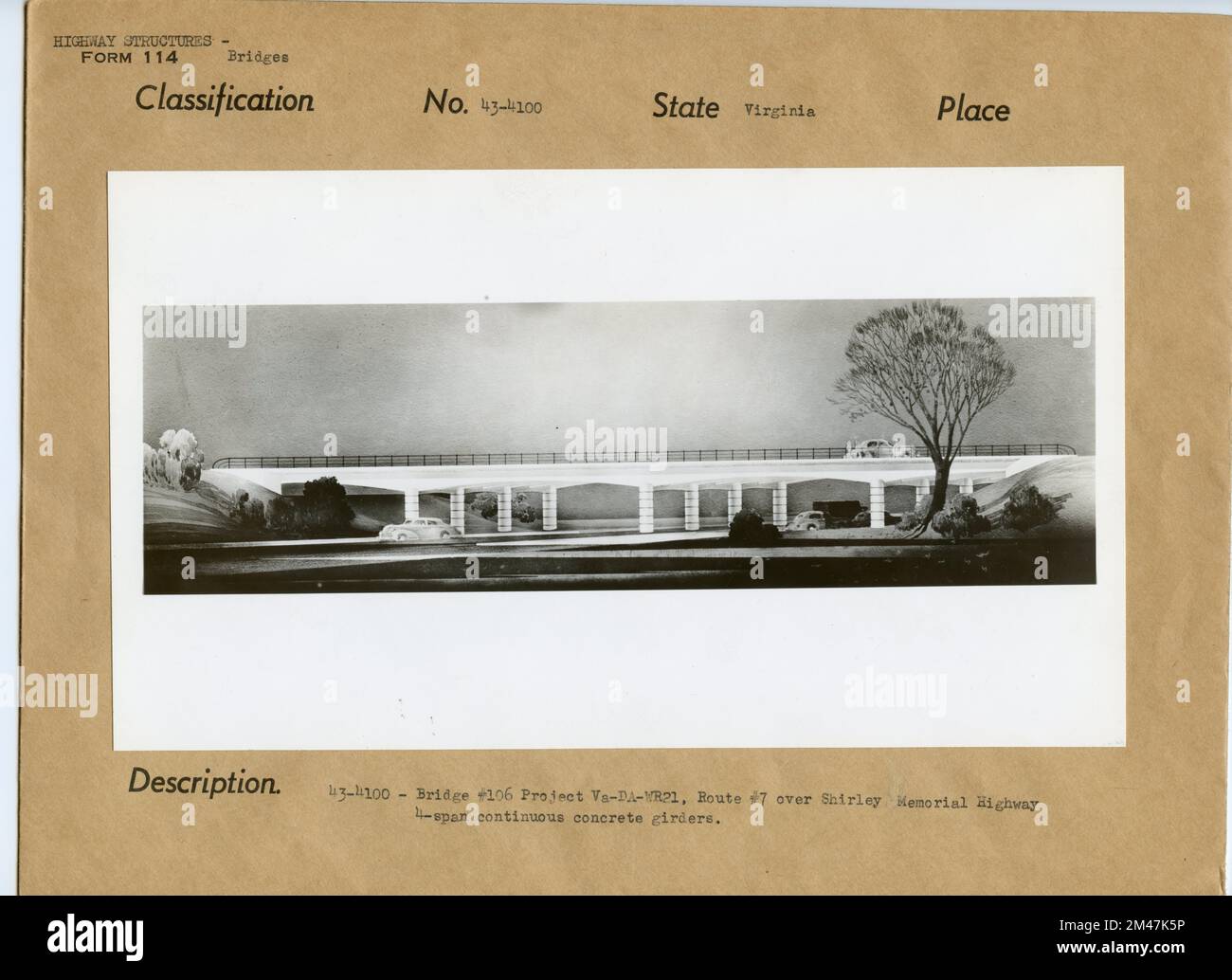 Bridge #106 over Shirley Memorial Highway. Original caption: Bridge ...