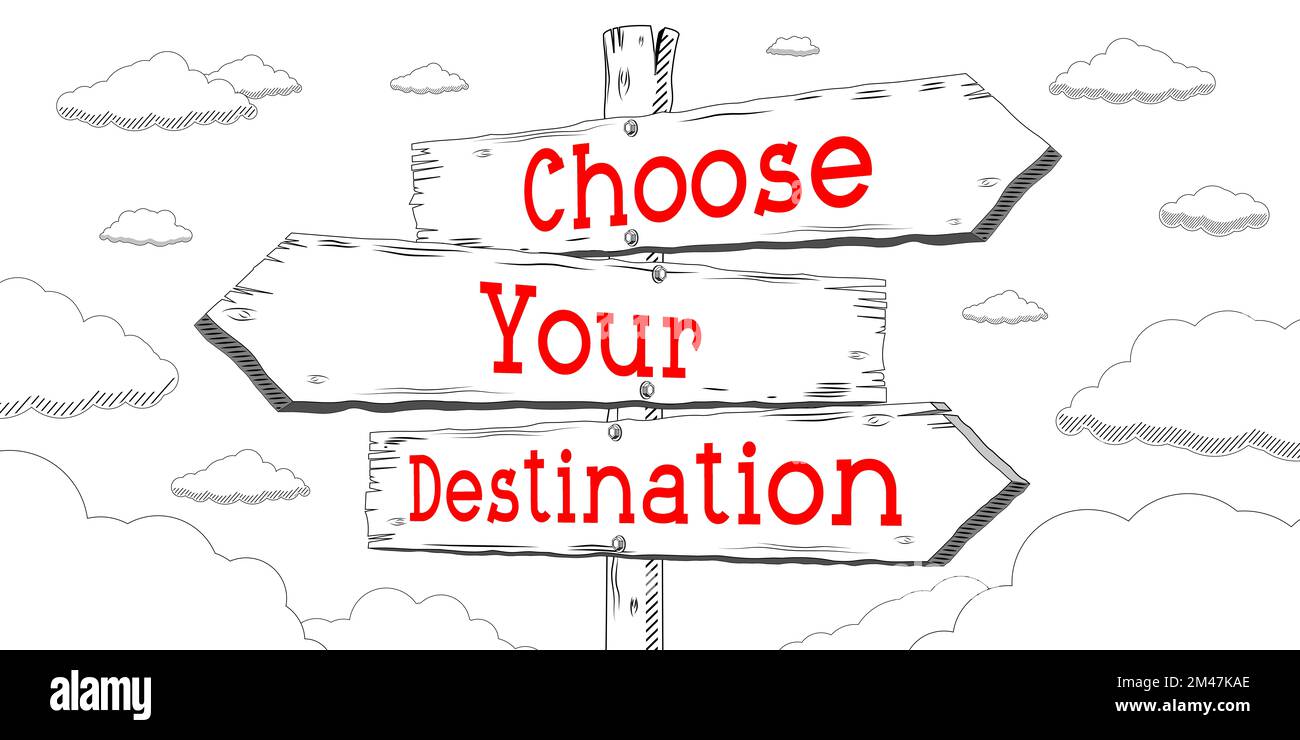 Choose your destination - outline signpost with three arrows Stock ...