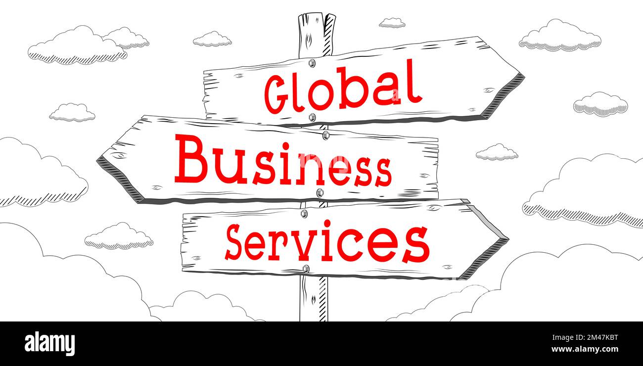 Global business services - outline signpost with three arrows Stock ...