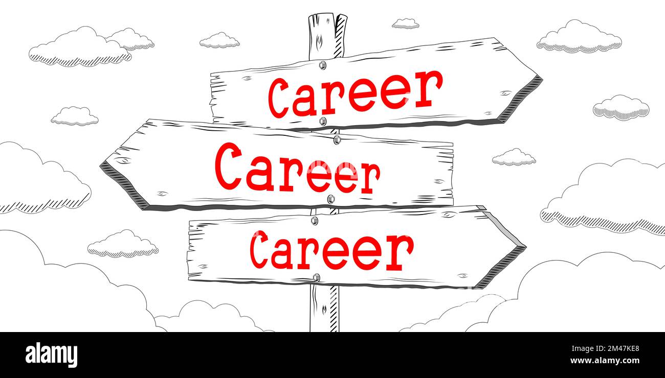 Career - outline signpost with three arrows Stock Photo - Alamy