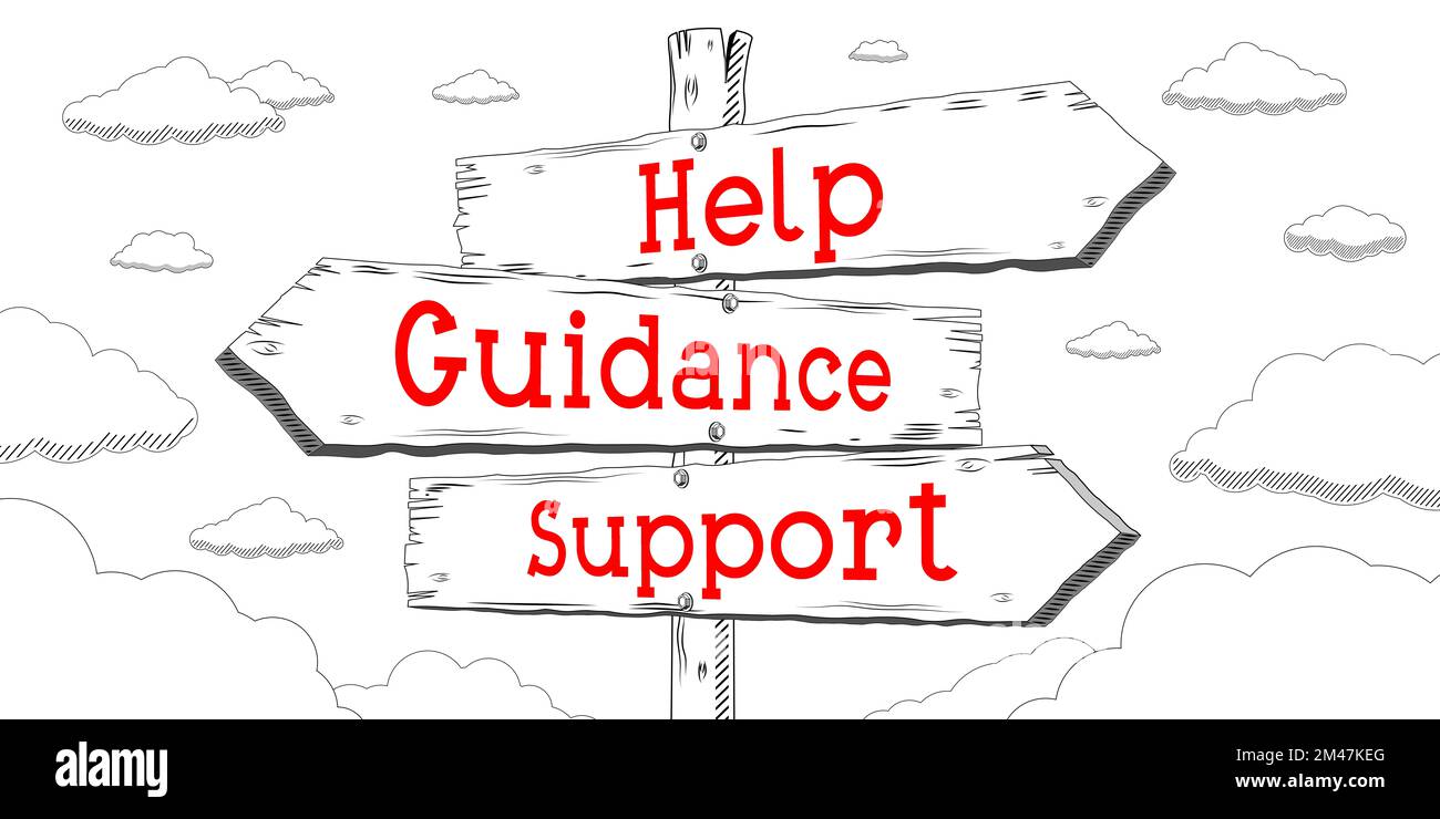 Help, guidance, support - outline signpost with three arrows Stock ...