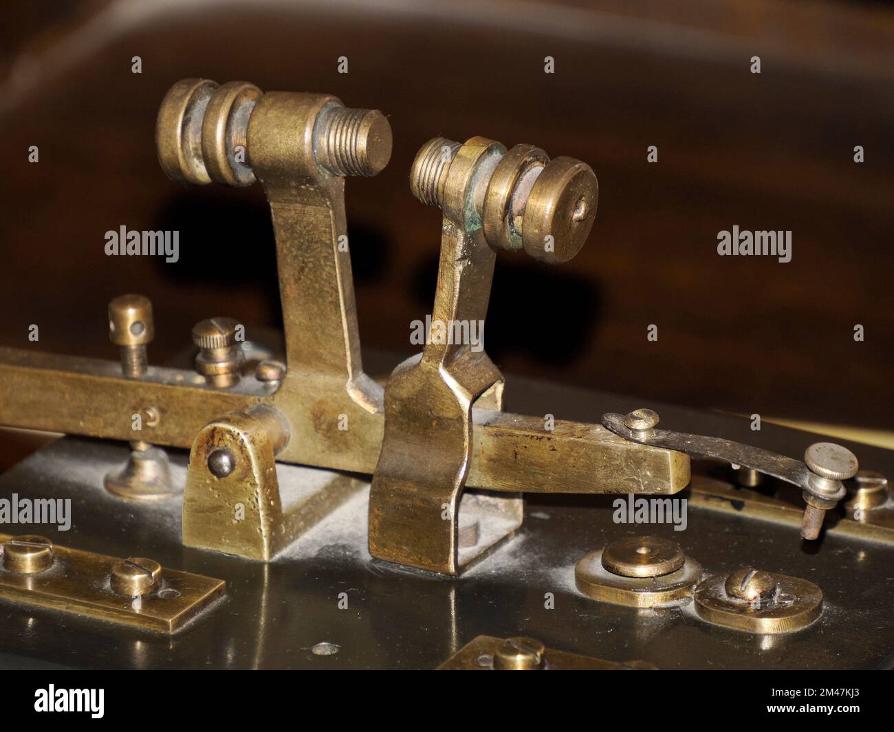 morse telegraph key ancient machine detail close up Stock Photo - Alamy
