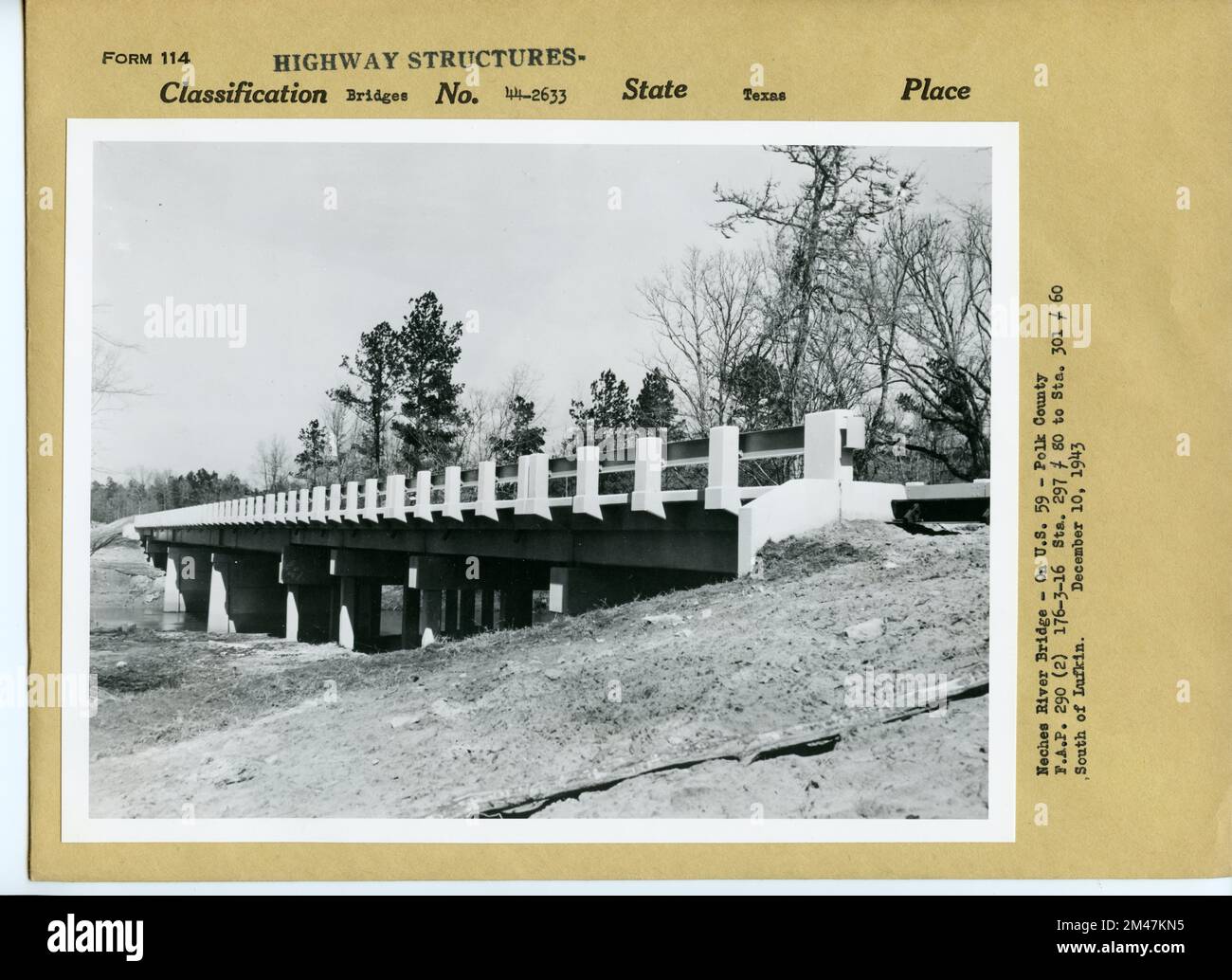 Bridge in Texas. Original caption: Neches River Bridge - On U.S. 59 ...