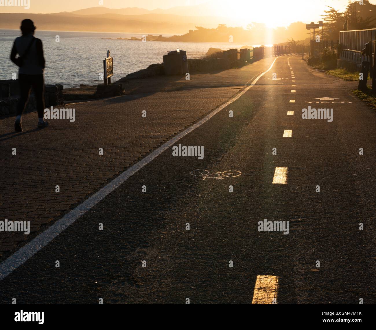 Coastal California Bike Path at Sunrise Stock Photo - Alamy