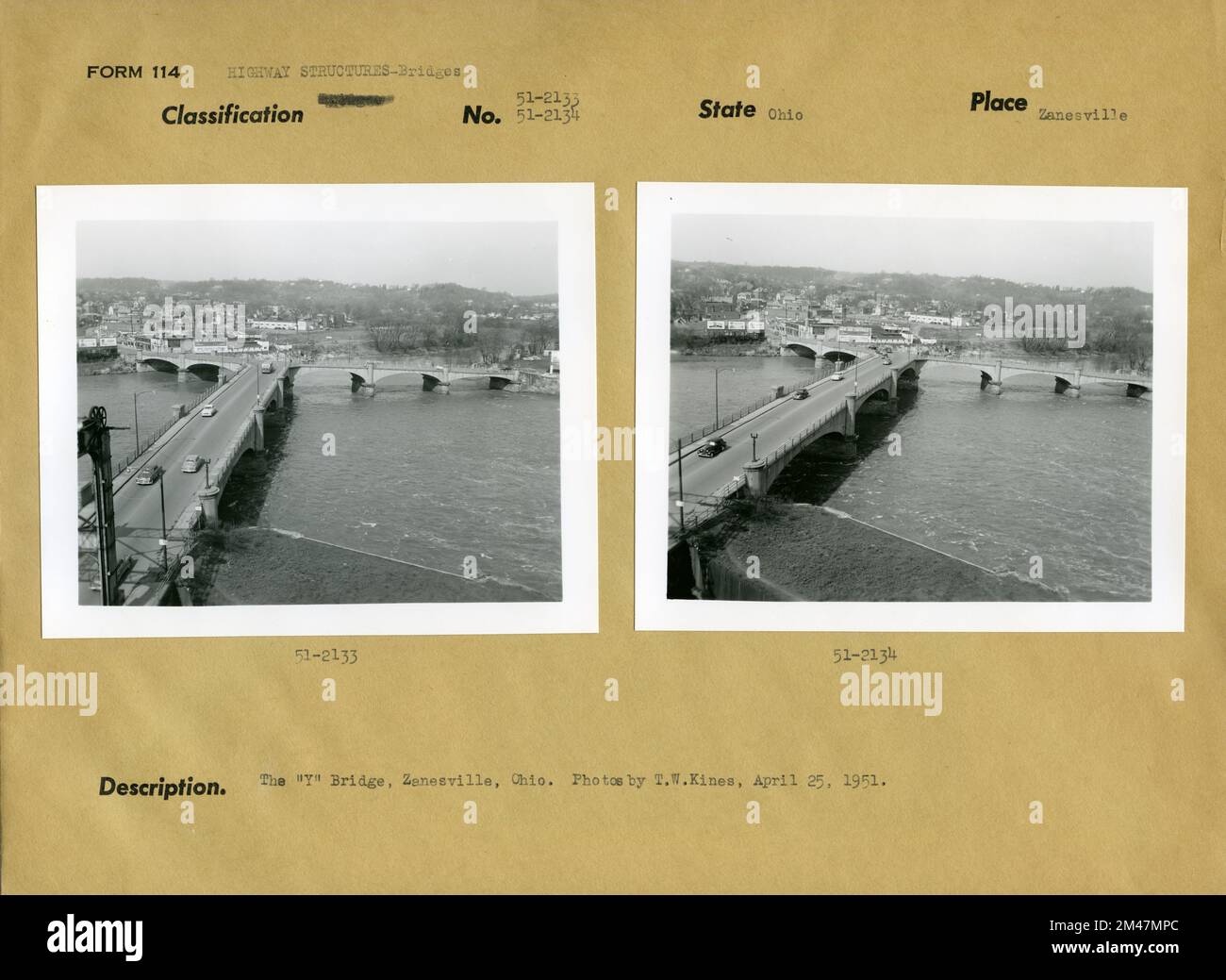 The "Y" Bridge at Zanesville, Ohio. Original caption: The "Y" Bridge at ...