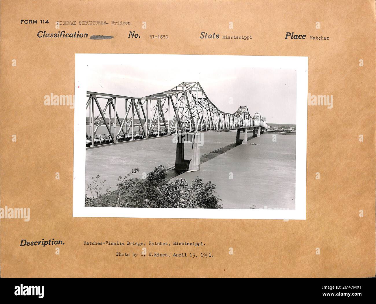 Natchez-Vidalia Bridge, Natchez, Mississippi. Original caption: Photo ...