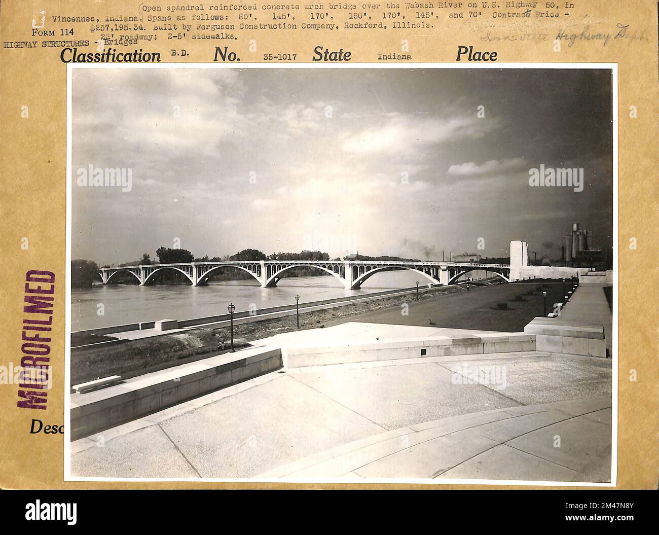 Open spandrel reinforced concrete arch bridge over the Wabash River on ...