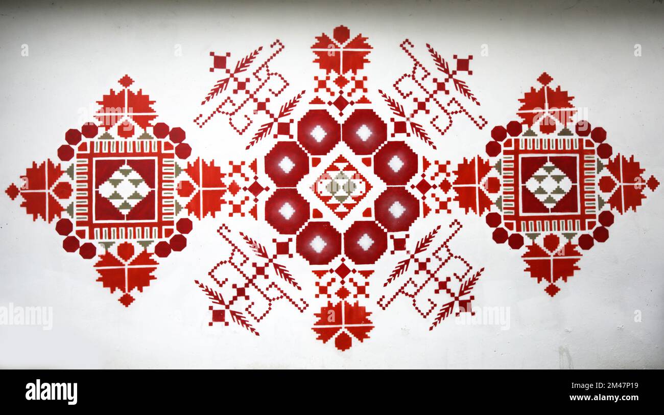 A Bulgarian folk motif is painted on the wall Stock Photo - Alamy