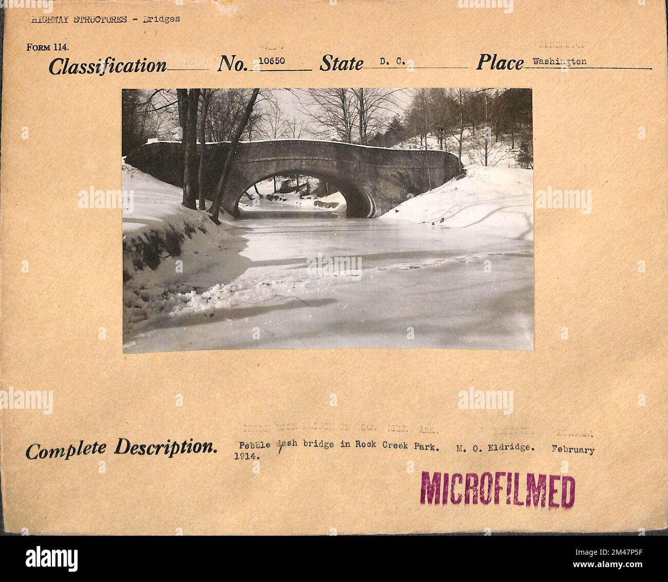 Pebble dash Bridge in Rock Creek Park. Original caption: Pebble dash ...