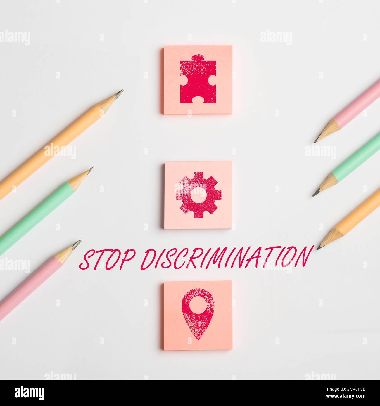 Writing displaying text Stop Discrimination. Conceptual photo Prevent ...