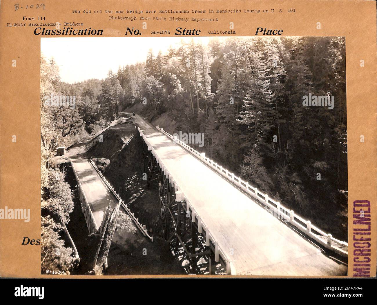 The old and the new bridge over Rattlesnake Creek in Mendocino County ...
