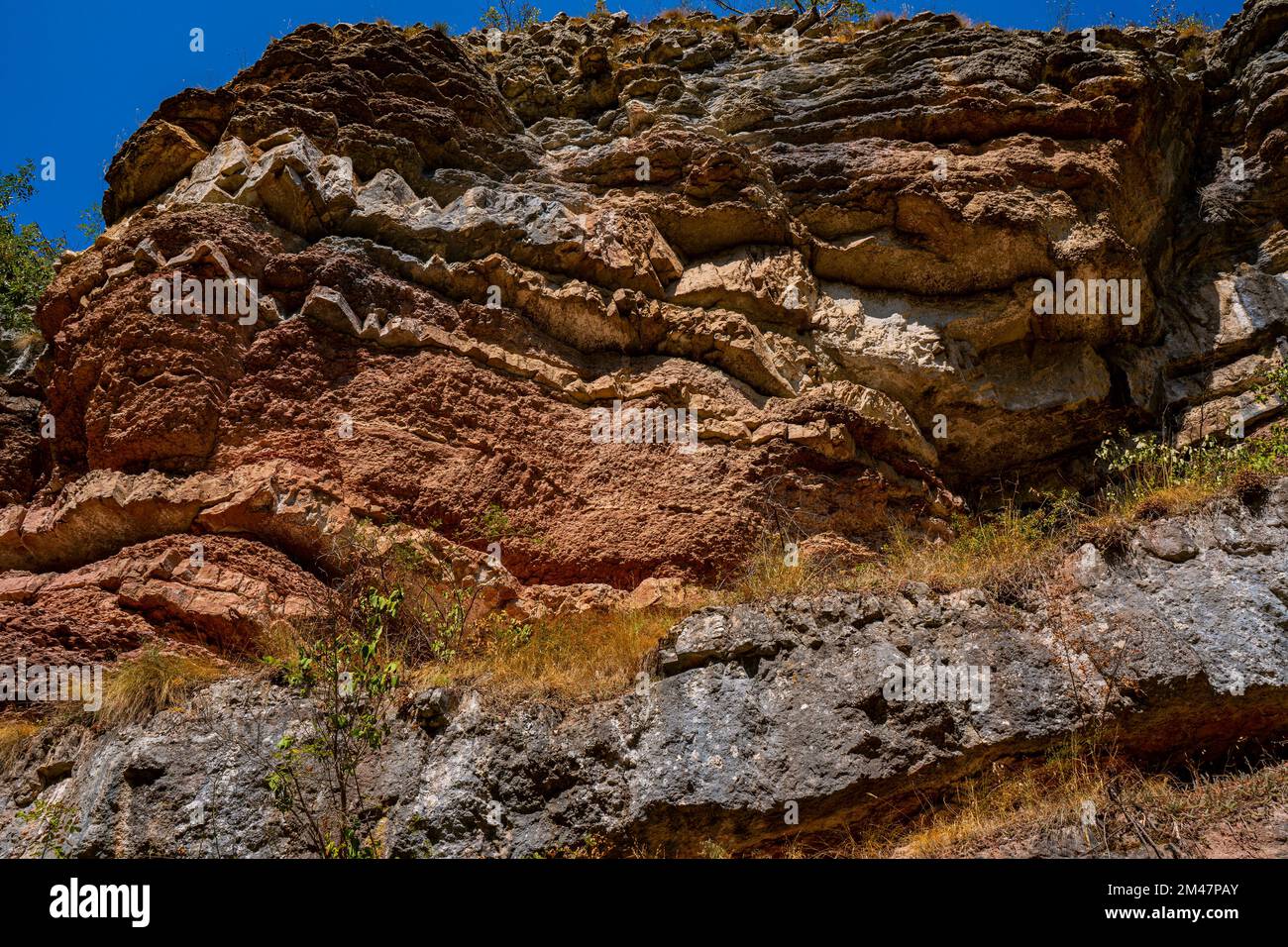 View at geological formations at Boljetin river gorge in Eastern Serbia ...