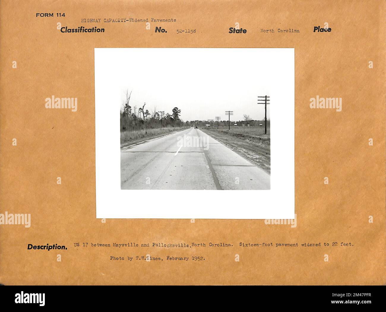 Sixteen-foot pavement widened to 22 feet. Original caption: US 17 ...