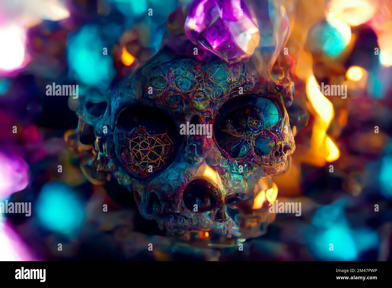 Psychedelic skull hi-res stock photography and images - Alamy