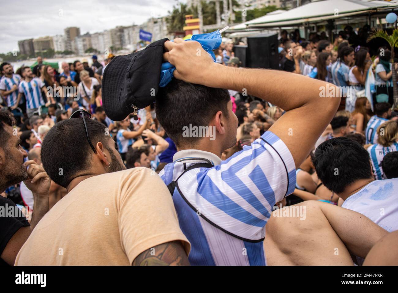 Argentina supporters watch the game from the "Buenos Aires" bar in ...