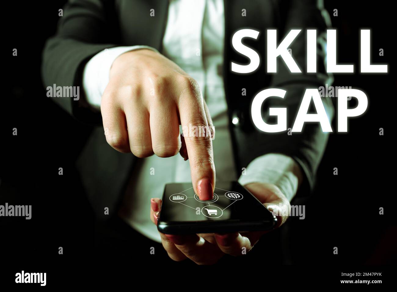 Hand writing sign Skill Gap. Concept meaning Refering to a person's ...