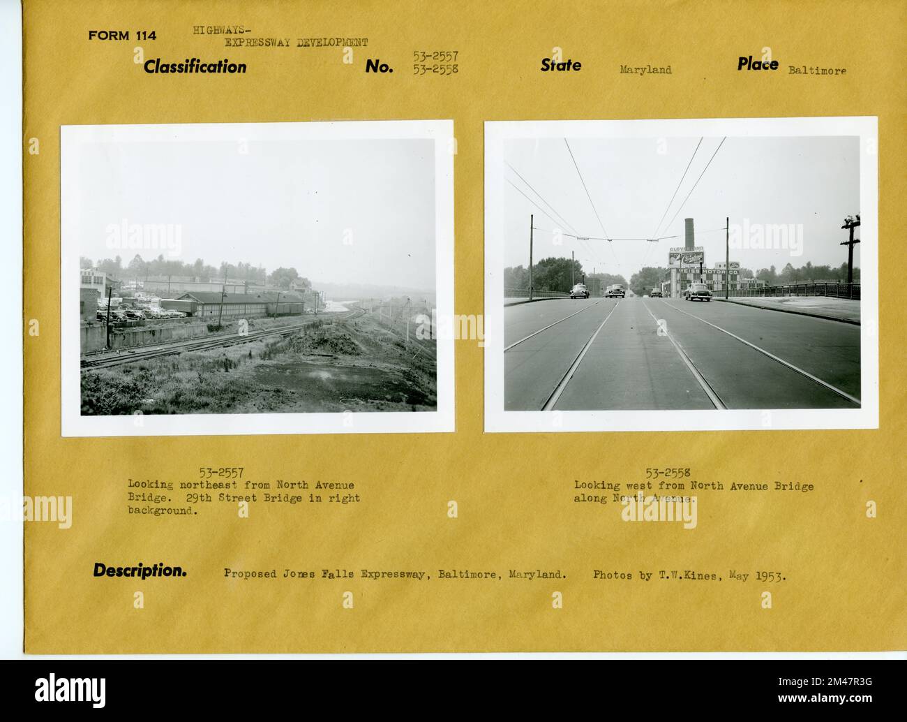 Proposed Jones Falls Expressway. Original caption: 53-2557: Looking ...