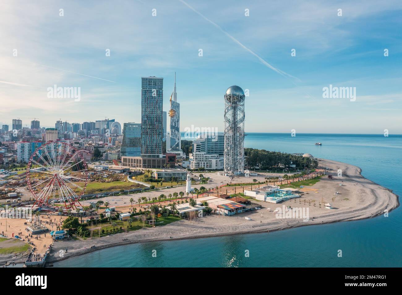 Drone photo of Batumi, Georgian resort at Black Sea, aerial panoramic ...