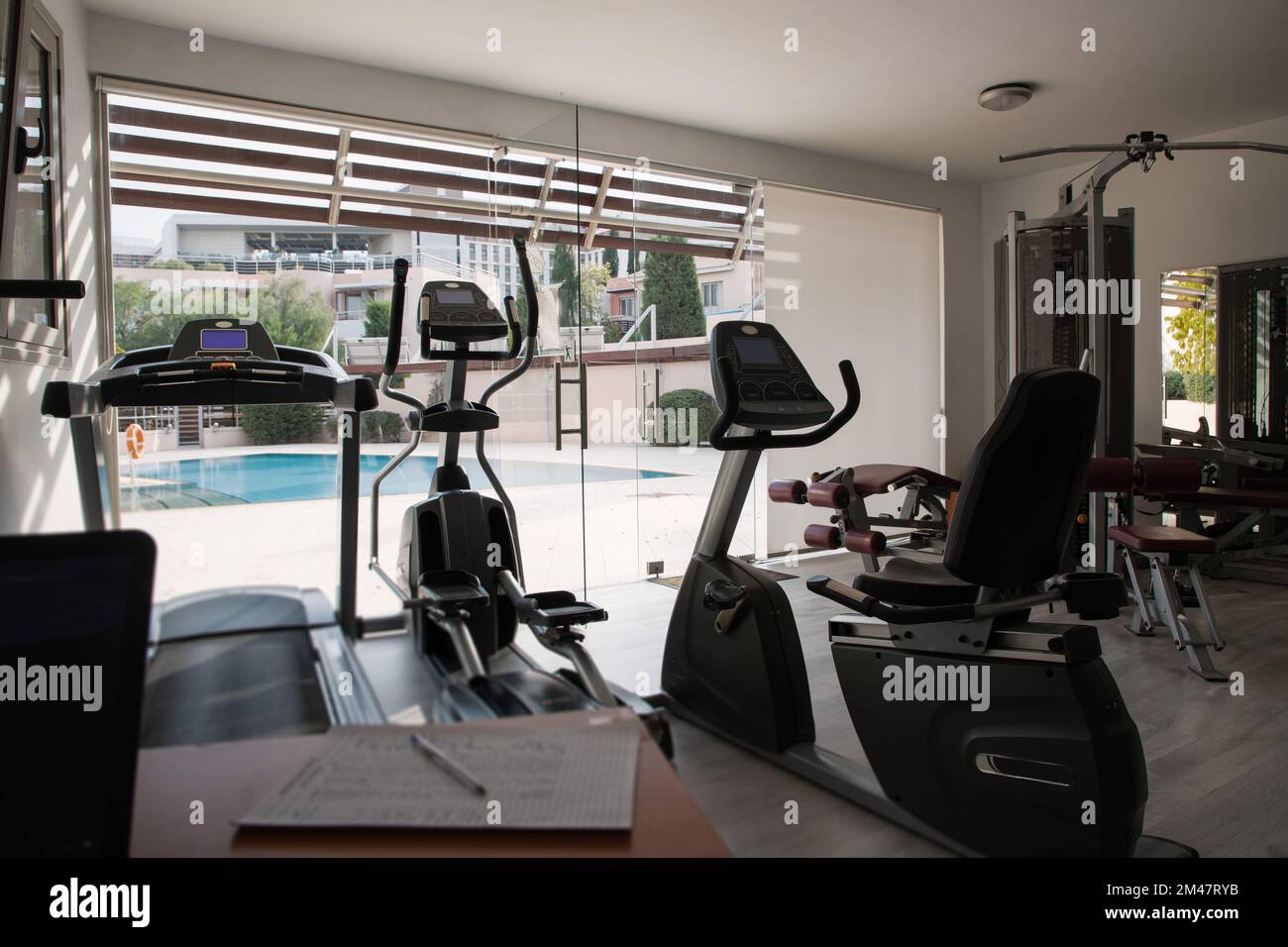 Daytime photography in Cyprus, tourist area, Sport fitness center view ...