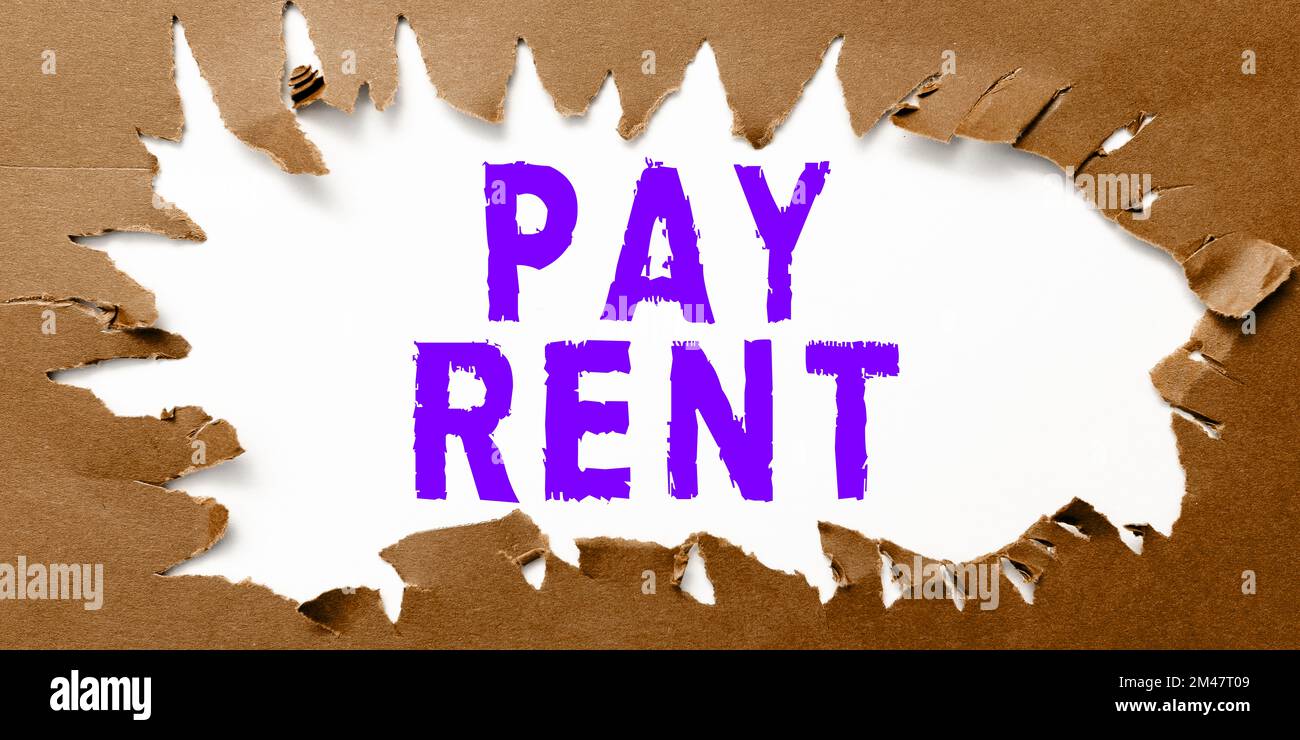 Hand writing sign Pay Rent. Business overview To pay money in exchange ...