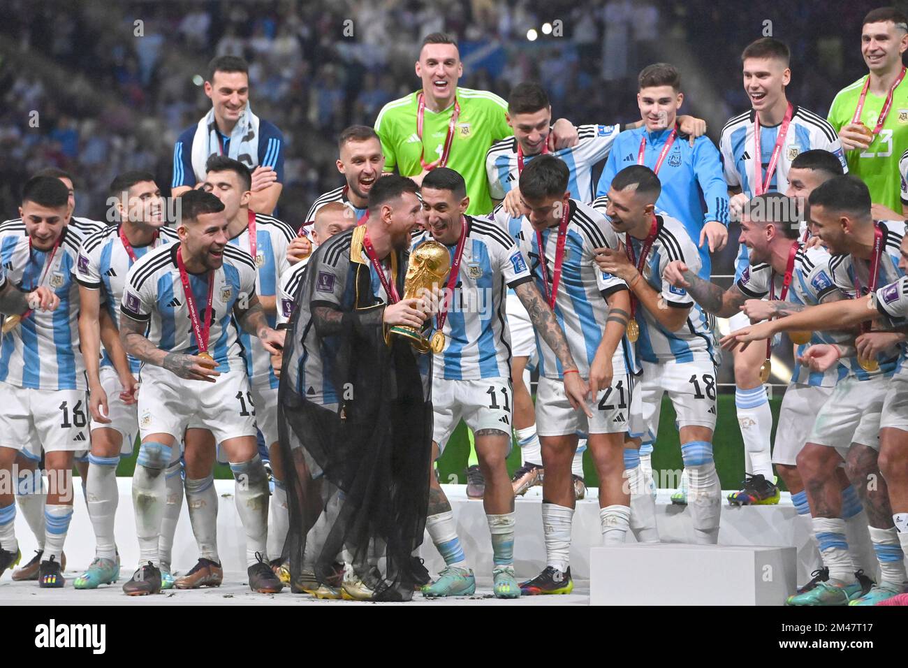 Lusail, Qatar, 18/12/2022, Award ceremony, Lionel MESSI (ARG) with cup ...