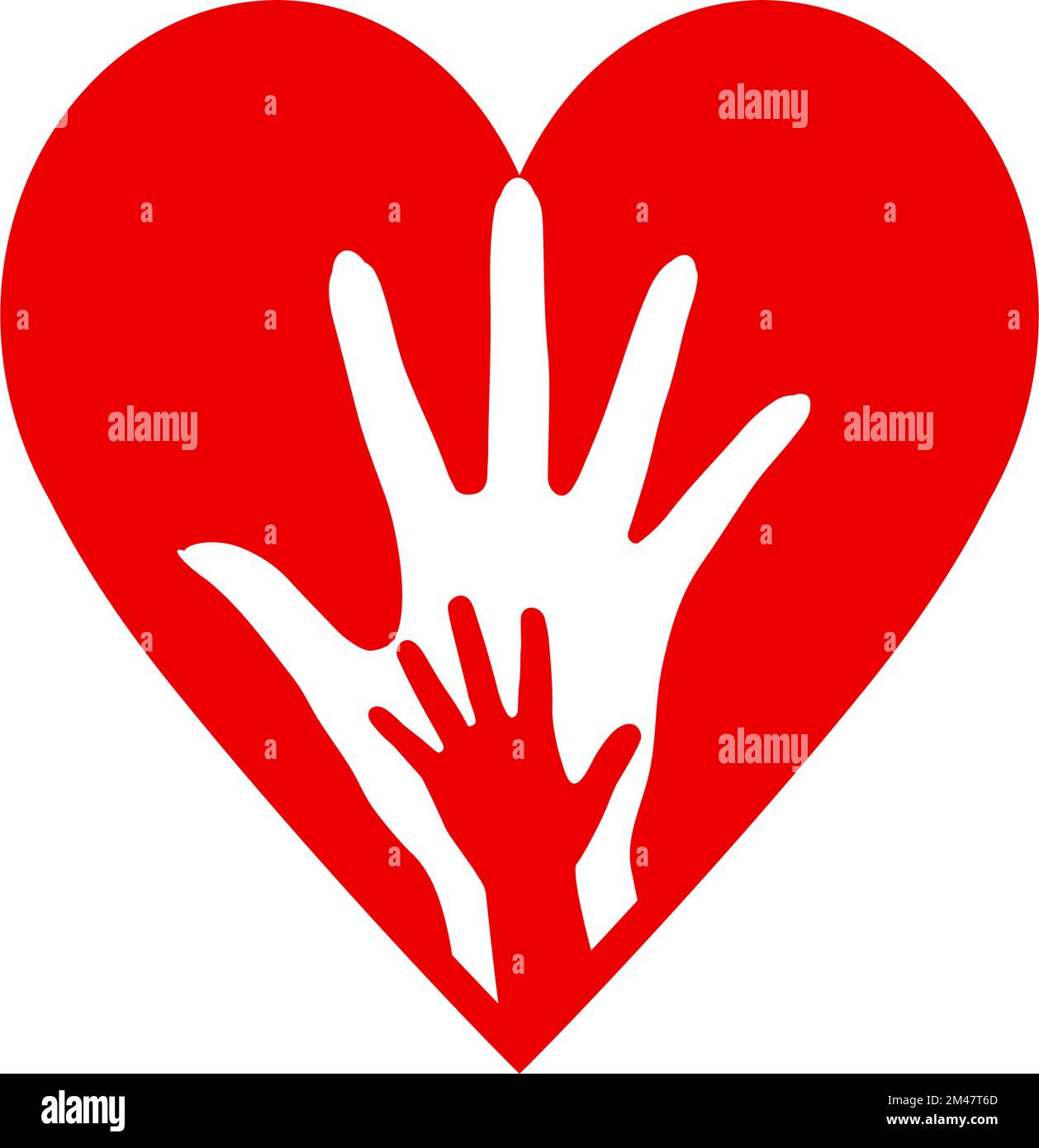 Two Hands in the Heart Icon as Orphan Children Adoption Metaphor. Great ...