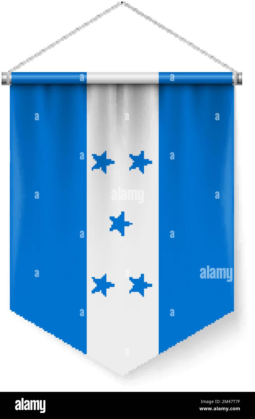 Vertical Pennant Flag of Honduras as Icon on White with Shadow Effects ...